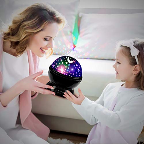 MOKOQI Dream Rotating Projection Lamp Star Projector Night Lights for Kids, Birthday Gifts for 1-4-6-14 Year Old Girl Boy Kids Bedroom, Glow in The Dark Stars Moon for Child Asleep Peacefully