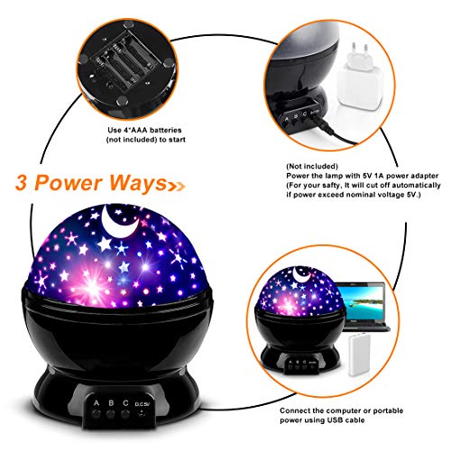 MOKOQI Dream Rotating Projection Lamp Star Projector Night Lights for Kids, Birthday Gifts for 1-4-6-14 Year Old Girl Boy Kids Bedroom, Glow in The Dark Stars Moon for Child Asleep Peacefully