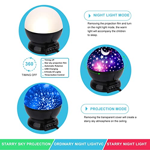 MOKOQI Dream Rotating Projection Lamp Star Projector Night Lights for Kids, Birthday Gifts for 1-4-6-14 Year Old Girl Boy Kids Bedroom, Glow in The Dark Stars Moon for Child Asleep Peacefully