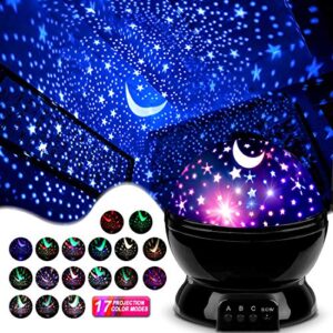 MOKOQI Dream Rotating Projection Lamp Star Projector Night Lights for Kids, Birthday Gifts for 1-4-6-14 Year Old Girl Boy Kids Bedroom, Glow in The Dark Stars Moon for Child Asleep Peacefully