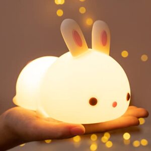 one fire cute bunny kids night light for kids,16 colors kawaii night lights for kids room, rechargeable cute lamp baby night light,tap fun cute stuff for teen girls,nightlights for children cute gifts