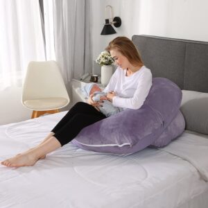 Chilling Home Pregnancy Pillows, C Shaped Full Body Pillow for 53 Inch Maternity Pregnant Women, Must Haves Pillows Sleeping with Removable Cover