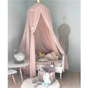 Bed Canopy for Girls - Princess Bed Canopy Mosquito Net Nursery Play Room Decor Dome Premium Yarn Netting Curtains Baby Game Dream Castle, Pink