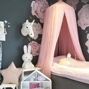 Bed Canopy for Girls - Princess Bed Canopy Mosquito Net Nursery Play Room Decor Dome Premium Yarn Netting Curtains Baby Game Dream Castle, Pink