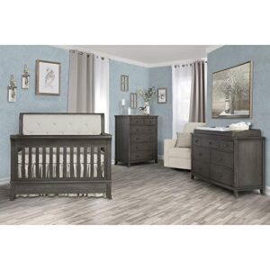 evolur signature amsterdam 5-in-1 convertible crib, smokey brushed grey