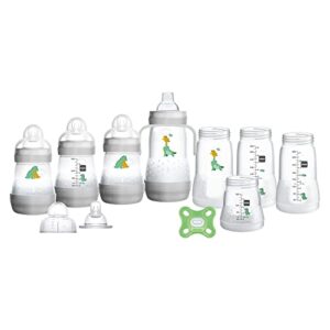 mam grow with baby 15-piece gift set, newborn 0-4 months, anti-colic bottles and silicone nipples skinsoft, essential baby items, unisex