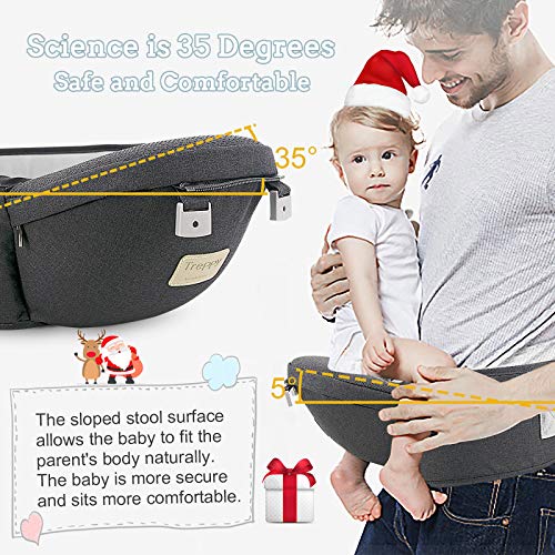 FRUITEAM Baby Carrier, 6-in-1 Baby Carrier with Waist Stool, One Size Fits All -Adapt to Newborn, Baby Hip Carrier for Breastfeeding, Infant & Toddler