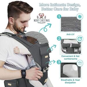 FRUITEAM Baby Carrier, 6-in-1 Baby Carrier with Waist Stool, One Size Fits All -Adapt to Newborn, Baby Hip Carrier for Breastfeeding, Infant & Toddler