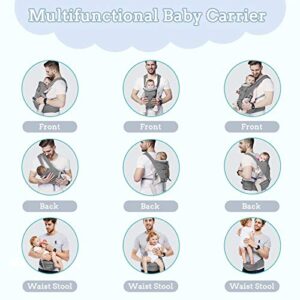 FRUITEAM Baby Carrier, 6-in-1 Baby Carrier with Waist Stool, One Size Fits All -Adapt to Newborn, Baby Hip Carrier for Breastfeeding, Infant & Toddler