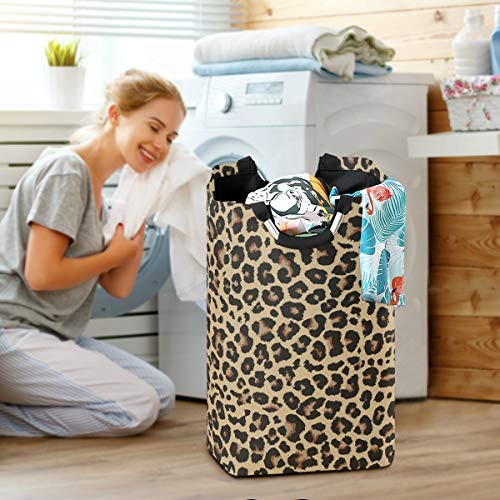 OREZI Cheetah Leopard Print Animal Skin Laudry Basket,Waterproof and Foldable Laundry Hamper for Storage Dirty Clothes Toys in Bedroom, Bathroom Dorm Room