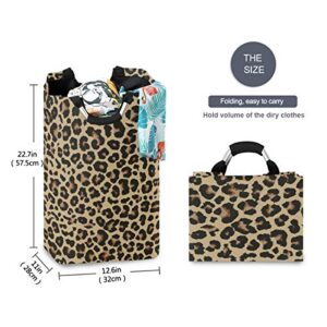 OREZI Cheetah Leopard Print Animal Skin Laudry Basket,Waterproof and Foldable Laundry Hamper for Storage Dirty Clothes Toys in Bedroom, Bathroom Dorm Room