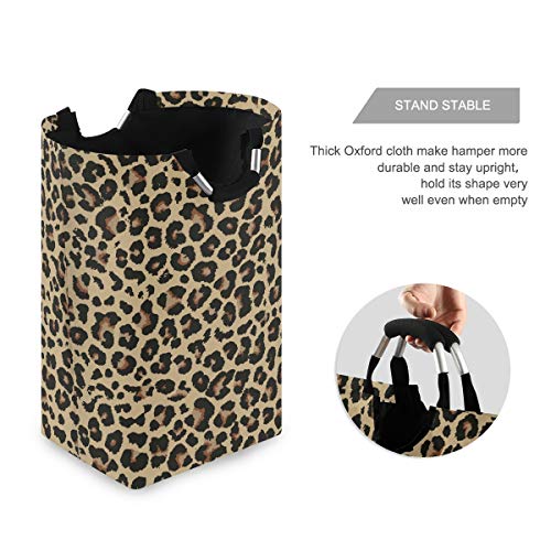 OREZI Cheetah Leopard Print Animal Skin Laudry Basket,Waterproof and Foldable Laundry Hamper for Storage Dirty Clothes Toys in Bedroom, Bathroom Dorm Room