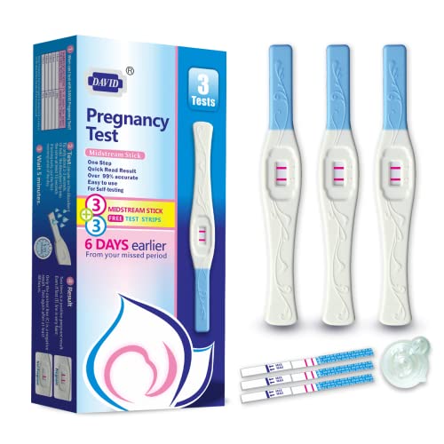 DAVID Pregnancy Tests Early Detection HCG Test for Fertility Women, Over 99% Accurate and Reliable Results, Pruebas De Embarazo 6 Days Before Missed Period for at-Home Use - 6 Count