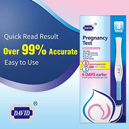 DAVID Pregnancy Tests Early Detection HCG Test for Fertility Women, Over 99% Accurate and Reliable Results, Pruebas De Embarazo 6 Days Before Missed Period for at-Home Use - 6 Count