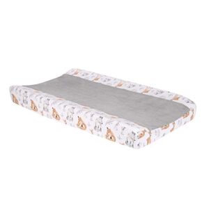 lambs & ivy painted forest white minky changing pad cover