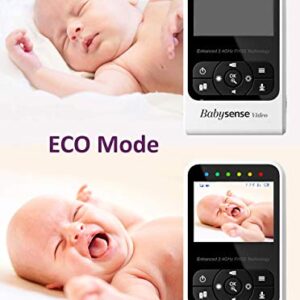 Babysense New Video Baby Monitor with Camera and Audio, Long Range, Room Temperature, Infrared Night Vision, Two Way Talk Back, Lullabies and High Capacity Battery, Model V24R