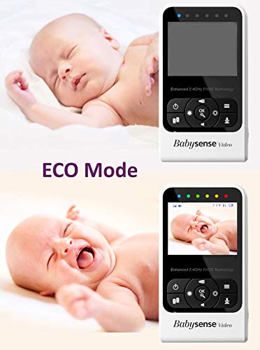 Babysense New Video Baby Monitor with Camera and Audio, Long Range, Room Temperature, Infrared Night Vision, Two Way Talk Back, Lullabies and High Capacity Battery, Model V24R