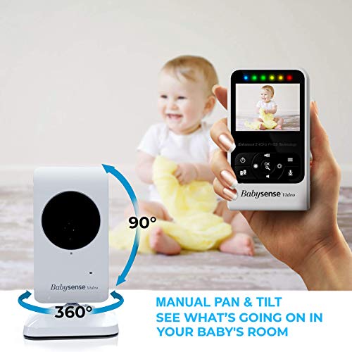 Babysense New Video Baby Monitor with Camera and Audio, Long Range, Room Temperature, Infrared Night Vision, Two Way Talk Back, Lullabies and High Capacity Battery, Model V24R