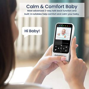 Babysense New Video Baby Monitor with Camera and Audio, Long Range, Room Temperature, Infrared Night Vision, Two Way Talk Back, Lullabies and High Capacity Battery, Model V24R