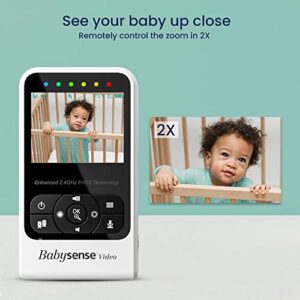 Babysense New Video Baby Monitor with Camera and Audio, Long Range, Room Temperature, Infrared Night Vision, Two Way Talk Back, Lullabies and High Capacity Battery, Model V24R