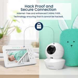 Babysense Baby Monitor, 4.3" Split Screen, Video Baby Monitor with Two Cameras and Audio, Remote PTZ, 960ft Range (Open Space), Adjustable Night Light, Two-Way Audio, Zoom, Night Vision, Lullabies