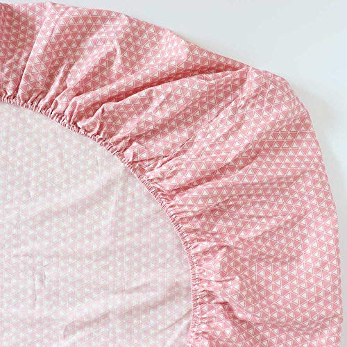 Emenpy 100% Cotton Crib Bedding Set for Infant Boys Girls,3 Pcs Baby Bed Linen Include Duvet Cover,Fitted Sheet,Pillowcase,Nursery Decoration,No Filler(Pink)