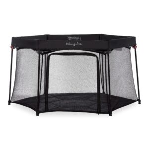 dream on me onyx playpen in black, baby playpen, portable and lightweight, playpen for babies and toddler - comes with a comfortable padded floor