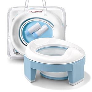 portable potty training seat for toddler kids - foldable training toilet for travel with travel bag and storage bag, potty training toilet for outdoor and indoor easy to clean(blue) by mcgmitt