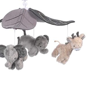 Lambs & Ivy Baby Jungle Animals Gray/Tan Musical Crib Mobile Soother Toy