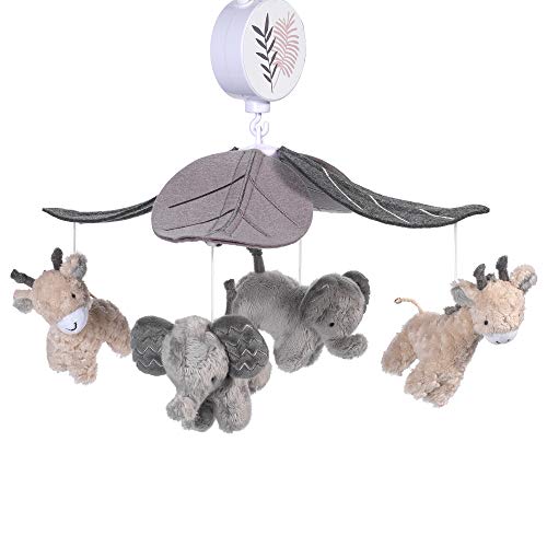 Lambs & Ivy Baby Jungle Animals Gray/Tan Musical Crib Mobile Soother Toy