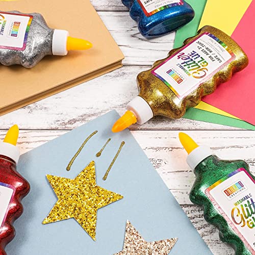 Glue with Glitter for Arts and Crafts, 8 Colors (6.76 Oz, 8 Pack)