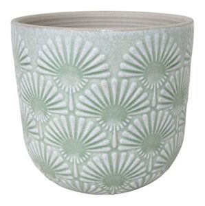 amazon brand – stone & beam large fan-embossed planter, 7.5"h, seafoam green