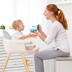 BABY JOY Convertible Baby High Chair, 3 in 1 Wooden Highchair/Booster/Chair with Removable Tray, Adjustable Legs, 5-Point Harness, PU Cushion and Footrest for Baby, Infants, Toddlers (Gray)