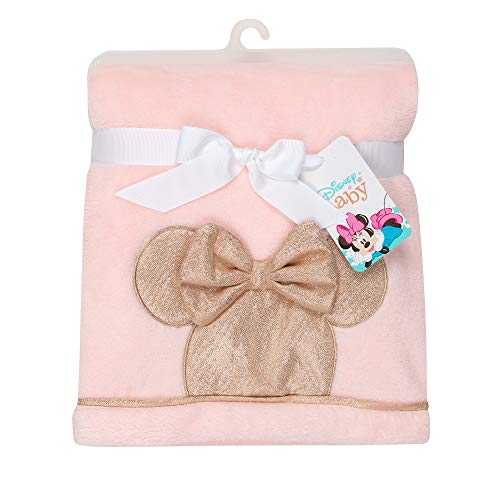 Lambs & Ivy Disney Baby Pink/Rose Gold Minnie Mouse Appliqued Baby Blanket