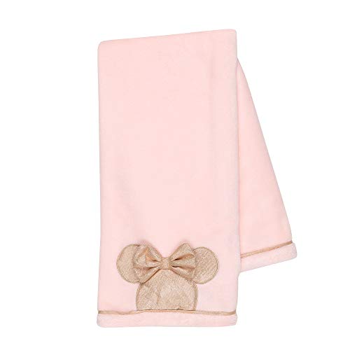 Lambs & Ivy Disney Baby Pink/Rose Gold Minnie Mouse Appliqued Baby Blanket