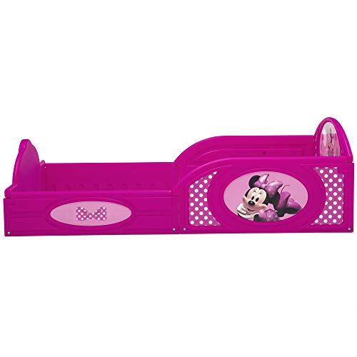 Delta Children Disney Minnie Mouse Plastic Sleep and Play Toddler Bed with Attached Guardrails