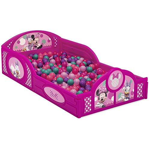 Delta Children Disney Minnie Mouse Plastic Sleep and Play Toddler Bed with Attached Guardrails