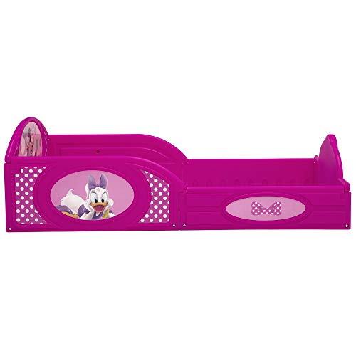 Delta Children Disney Minnie Mouse Plastic Sleep and Play Toddler Bed with Attached Guardrails