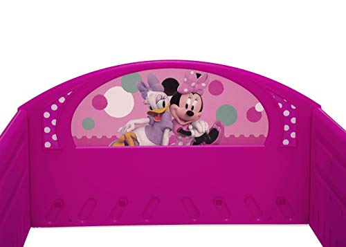 Delta Children Disney Minnie Mouse Plastic Sleep and Play Toddler Bed with Attached Guardrails