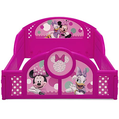 Delta Children Disney Minnie Mouse Plastic Sleep and Play Toddler Bed with Attached Guardrails