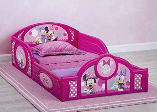 Delta Children Disney Minnie Mouse Plastic Sleep and Play Toddler Bed with Attached Guardrails