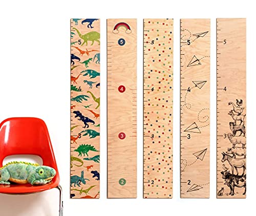 Headwaters Studio Wooden Ruler Growth Chart for Kids, Boys and Girls - Height Chart & Height Measurement for Wall - Kids Nursery Wall Decor and Room Hanging Wall Decor - Natural w/Farm Animals