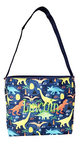 Personalized with Name Dinosaur Easter Basket Bucket Fabric Tote Bag Toy BIn - Great Embroidered Gift for Boy or Girl