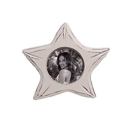 Beachcombers 6" Mdf White Starfish Shape Pic Frame Photo Frame Picture Holder for Wall Shelf or Tabletop Decor Decoration White