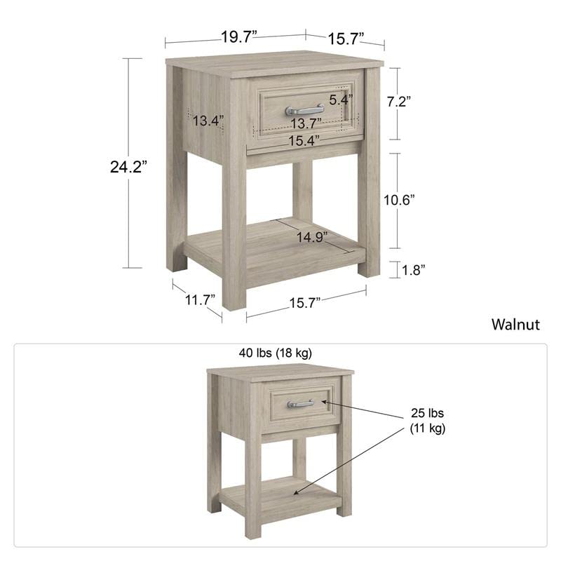 Little Seeds Sierra Ridge Levi Kids, Walnut Nightstand