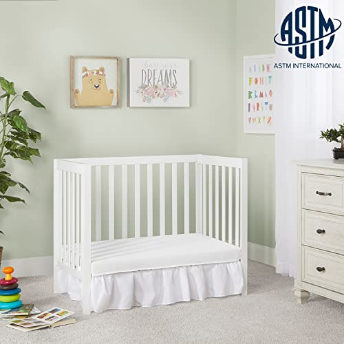 Dream On Me Edgewood 4-In-1 Convertible Mini Crib In White, JPMA Certified, Non-Toxic Finish, New Zealand Pinewood, With 3 Mattress Height Settings, Included 1" Mattress Pad