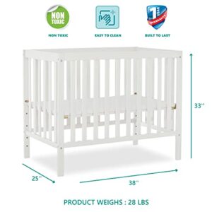 Dream On Me Edgewood 4-In-1 Convertible Mini Crib In White, JPMA Certified, Non-Toxic Finish, New Zealand Pinewood, With 3 Mattress Height Settings, Included 1" Mattress Pad