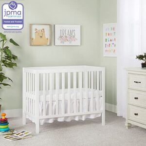 Dream On Me Edgewood 4-In-1 Convertible Mini Crib In White, JPMA Certified, Non-Toxic Finish, New Zealand Pinewood, With 3 Mattress Height Settings, Included 1" Mattress Pad