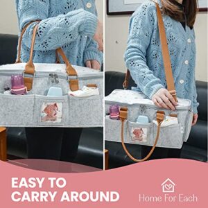 HOME FOR EACH - Portable Diaper Caddy Storage Bag with Roll Lid and Removable Dividers, Caddy Organizer for Nursery, Changing Table, Car and More, Travel-Friendly Baby Caddy for Infant Essentials