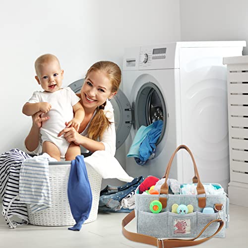 HOME FOR EACH - Portable Diaper Caddy Storage Bag with Roll Lid and Removable Dividers, Caddy Organizer for Nursery, Changing Table, Car and More, Travel-Friendly Baby Caddy for Infant Essentials